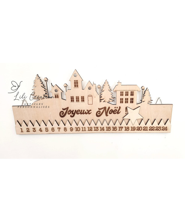 Décompte de Noël en bois – Maisons de Noël ou Crèche de Nativité