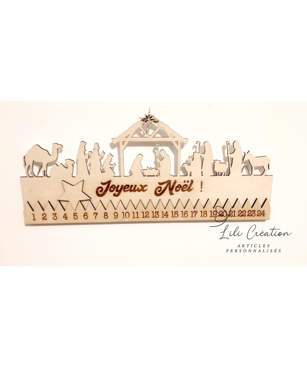 Décompte de Noël en bois – Maisons de Noël ou Crèche de Nativité